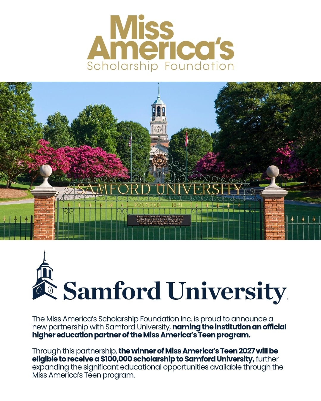 Miss America’s Scholarship Foundation Partners with Samford University ...